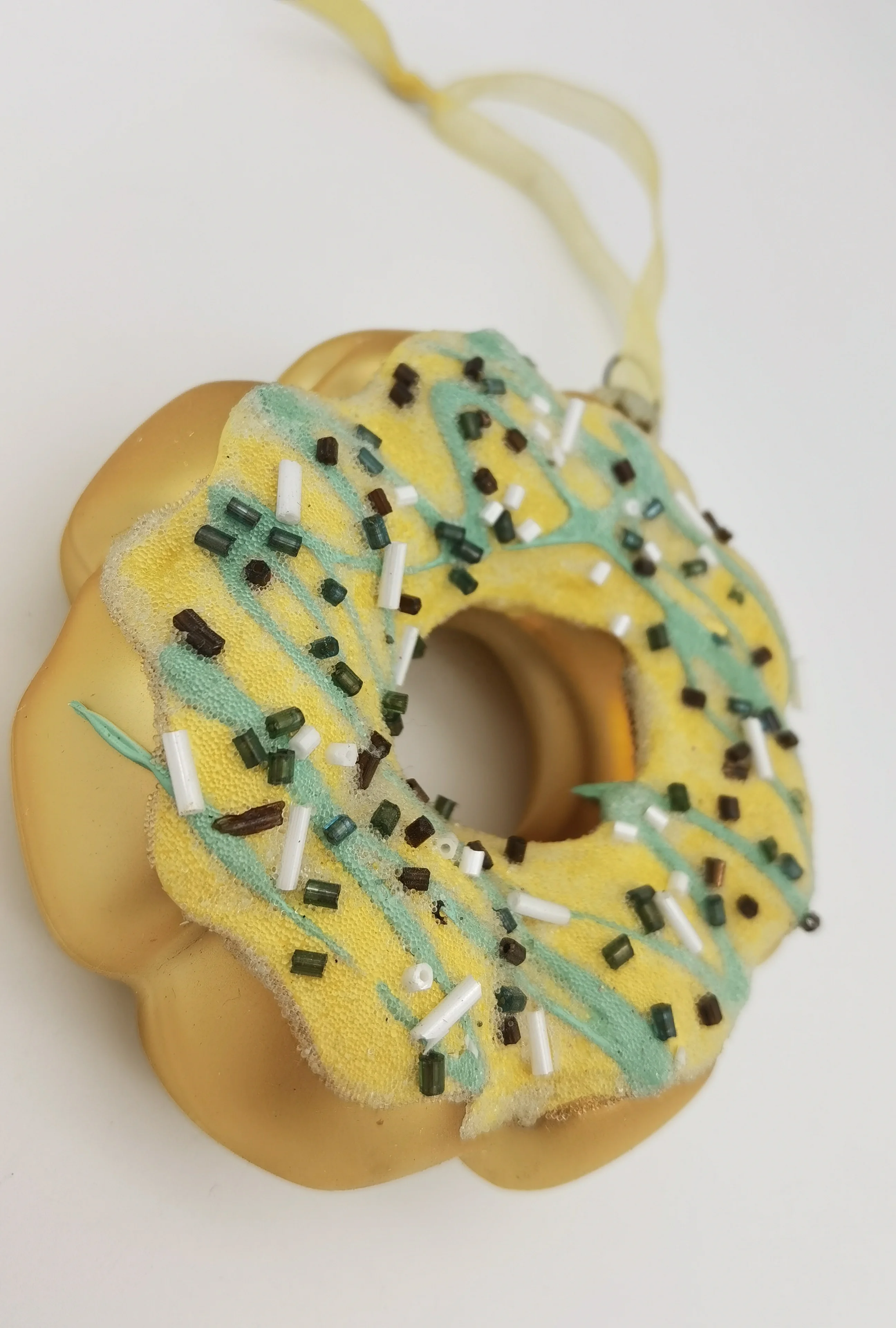 Blown Glass Ornaments Custom Pink Sprinkled Donut Christmas Ornaments ...