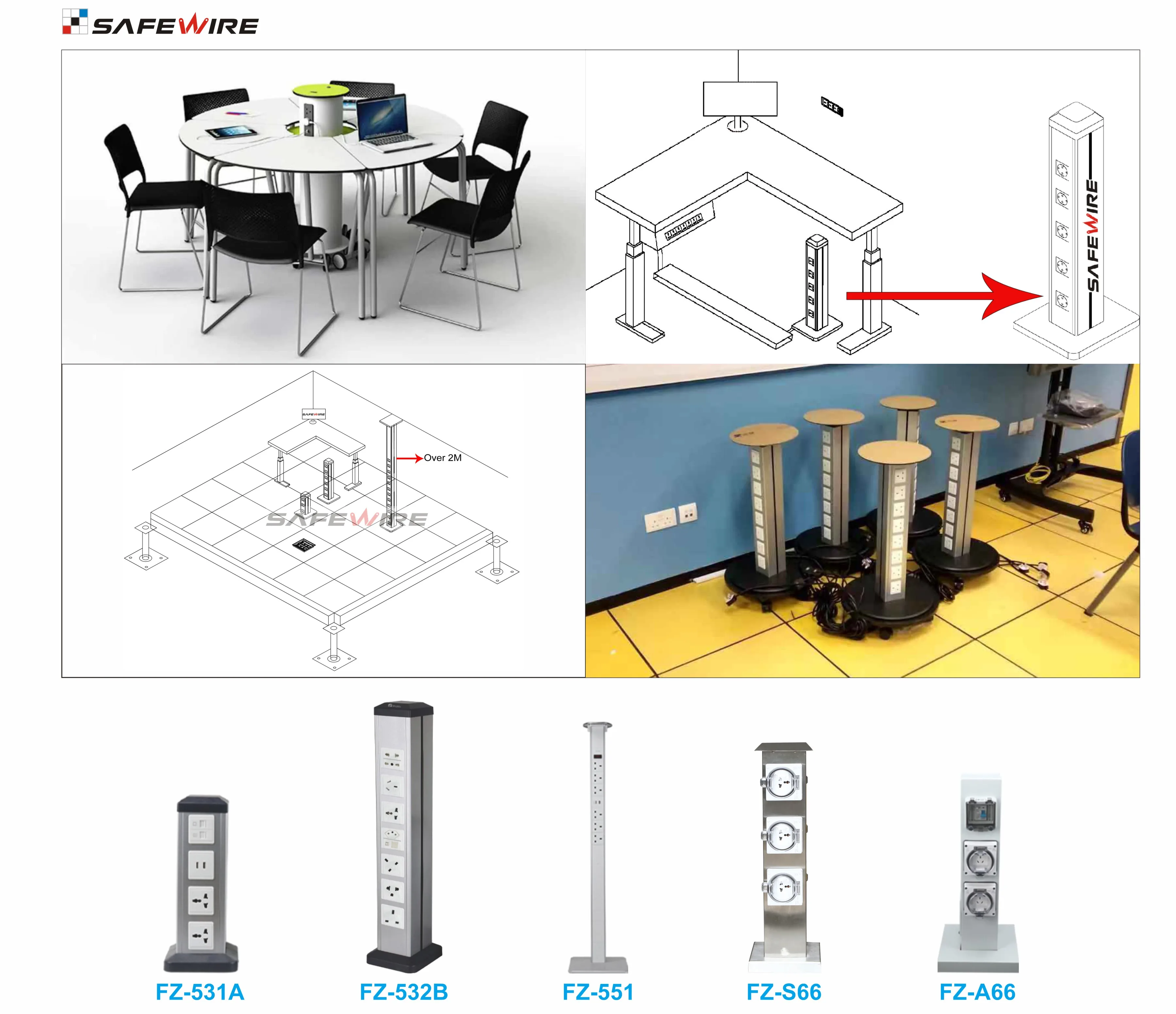 Safewire FZ-532B Mini-Columns - Versatile Aluminum Profile Stands