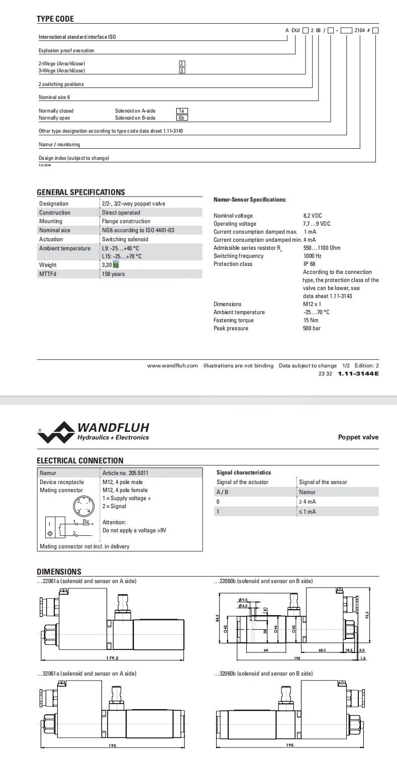 Wandfluh Solenoid Operated Poppet Valve As22101a-r230 - Buy Solenoid Operated Poppet Valve ...