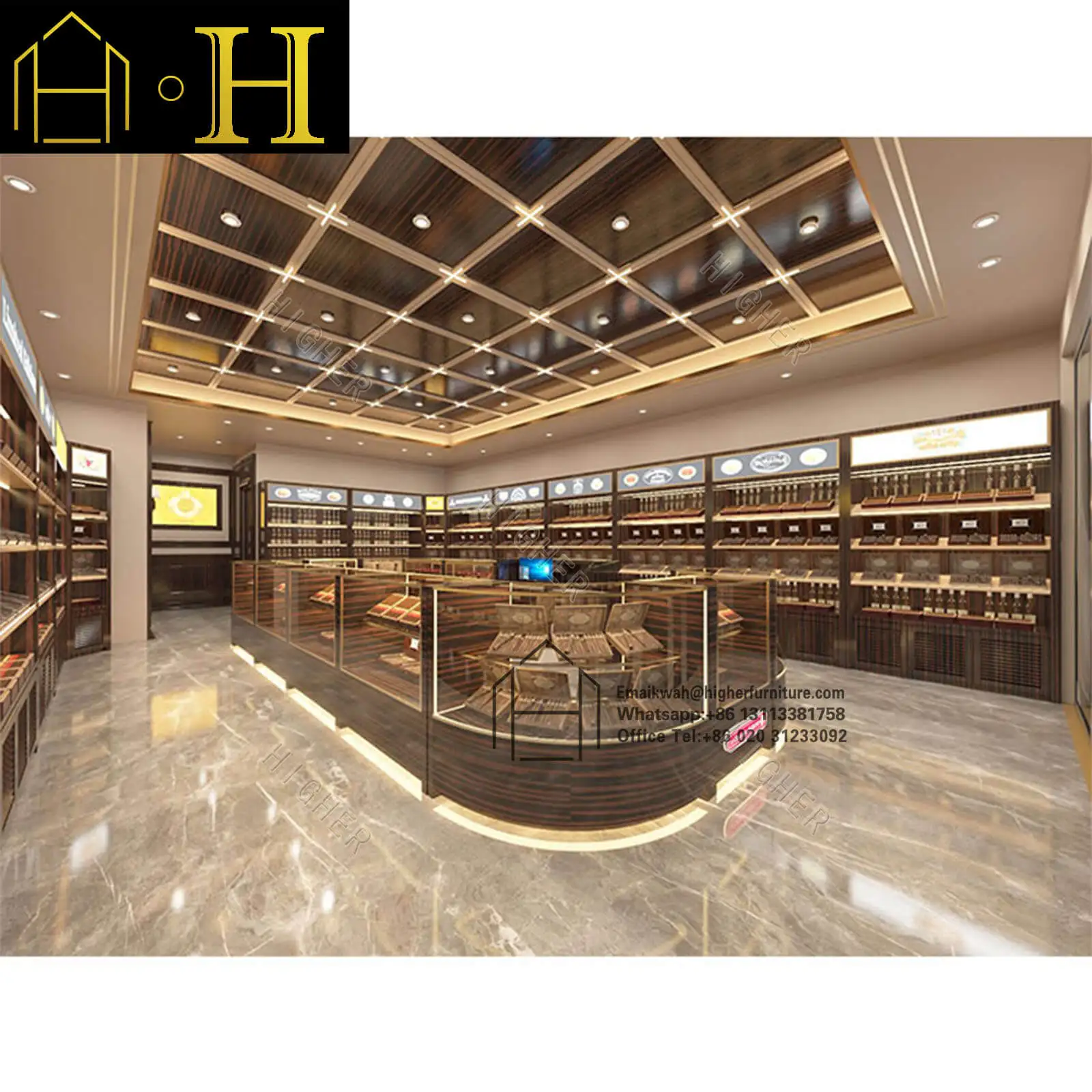 Somke Shops Interior Design Walk-in Cigar Room Furniture Custom Cigar ...