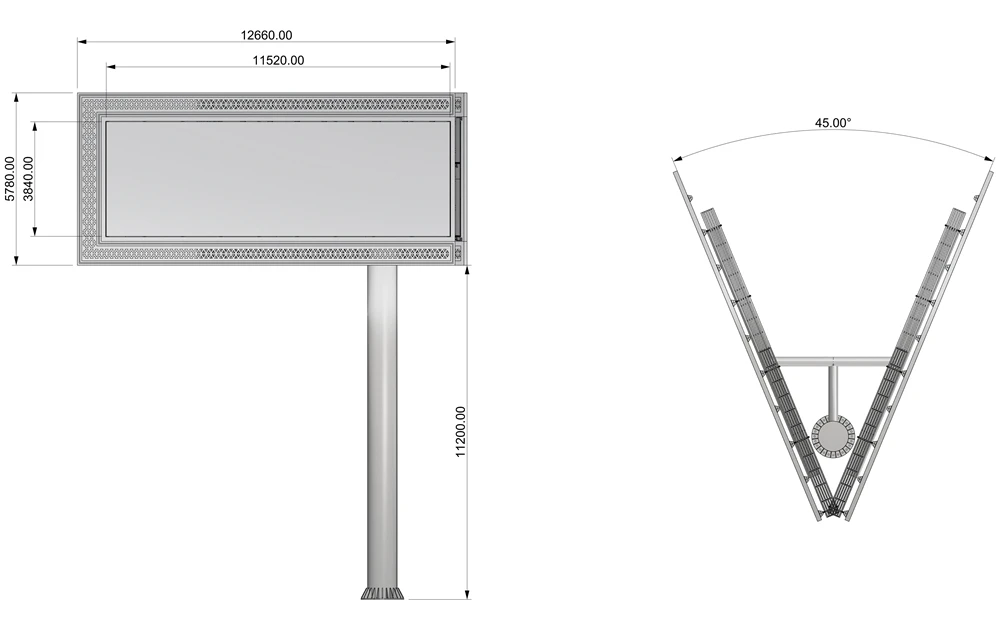 Outdoor V-Shaped Billboard Frame Structure - Waterproof LED Screen