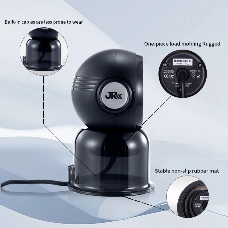 JR T62 QR 2D Wired Barcode Reader - Screen Scanning Auto Induction