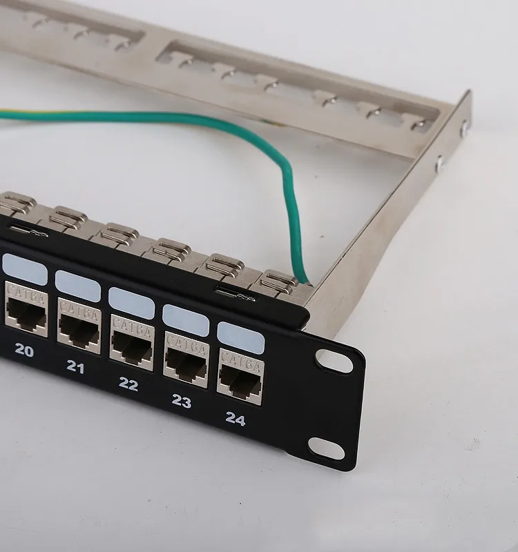 Patch Panel 24 Port Cat6A Cat7 Cat8 STP 19-Inch with Removable Back Bar ...