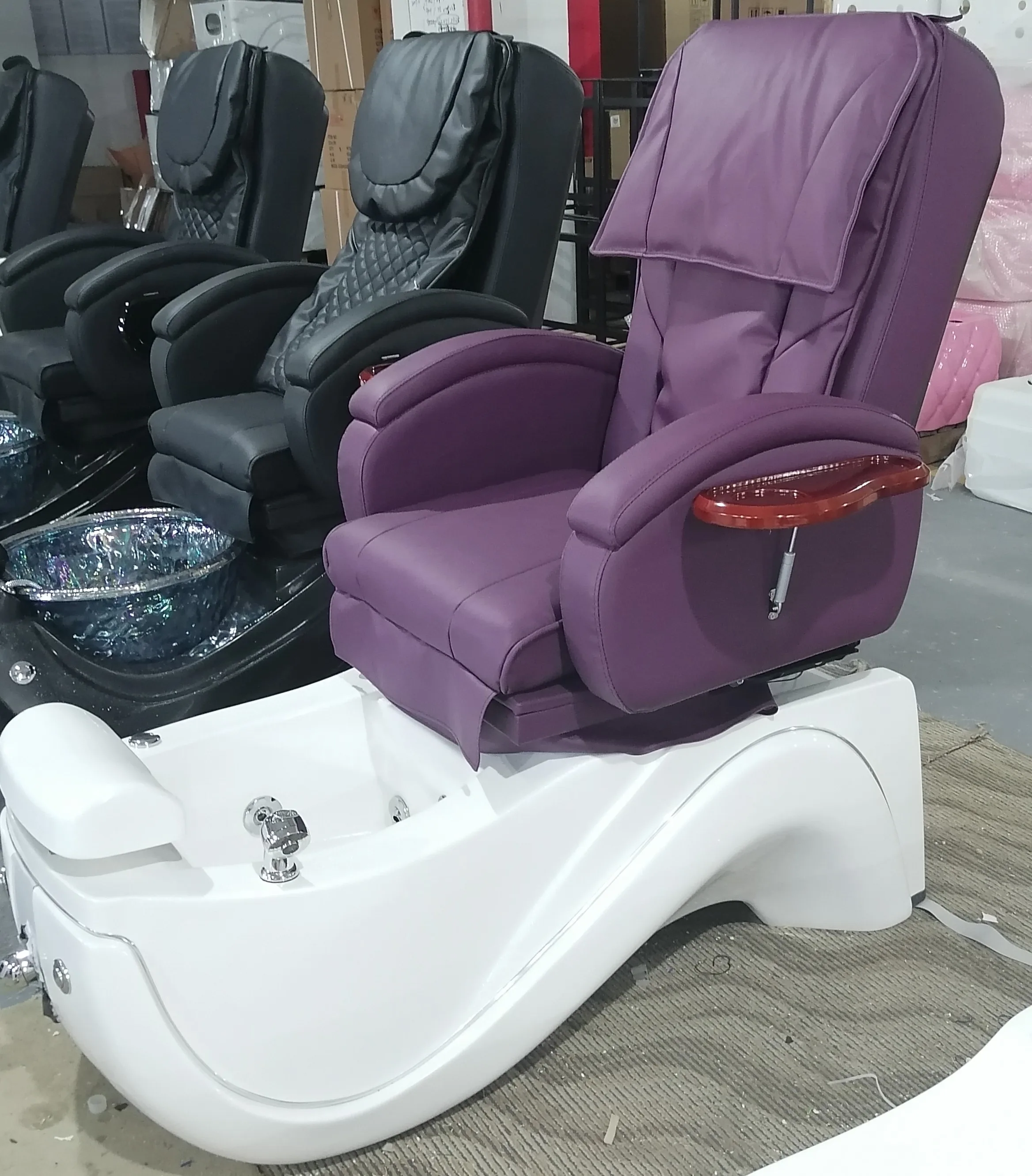 2023 Professional Luxury Black Leather Foot Spa Pedicure Bench Chair ...