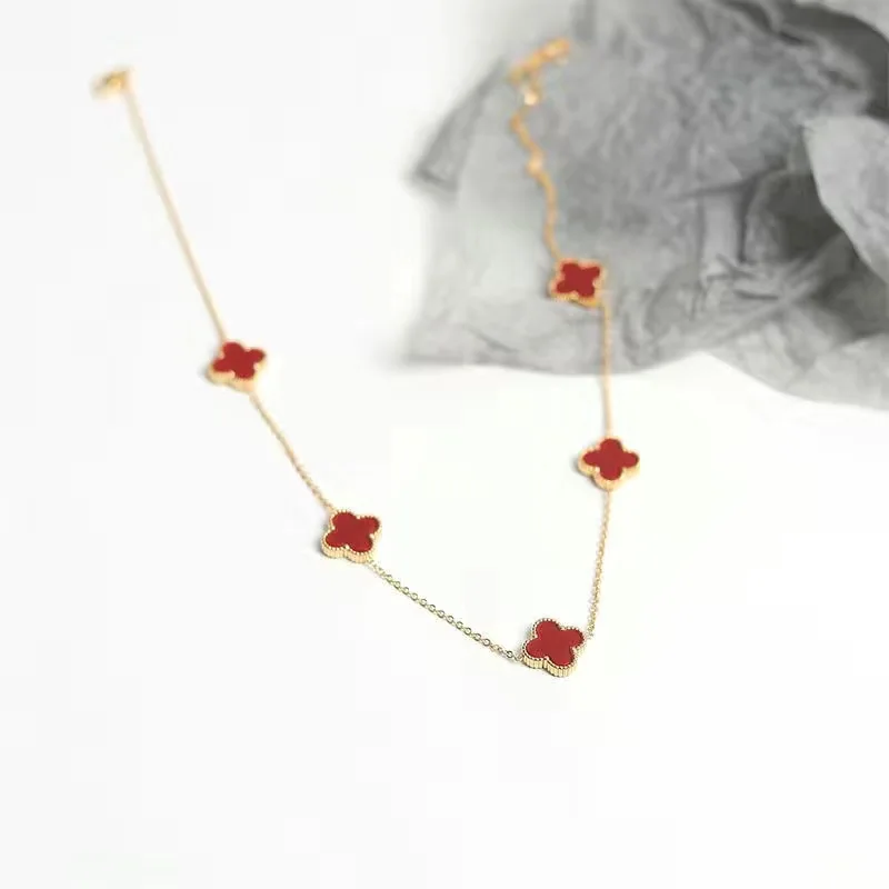 Stainless Steel Four Leaf Clover Necklace Double-faced Wearing Luxury ...