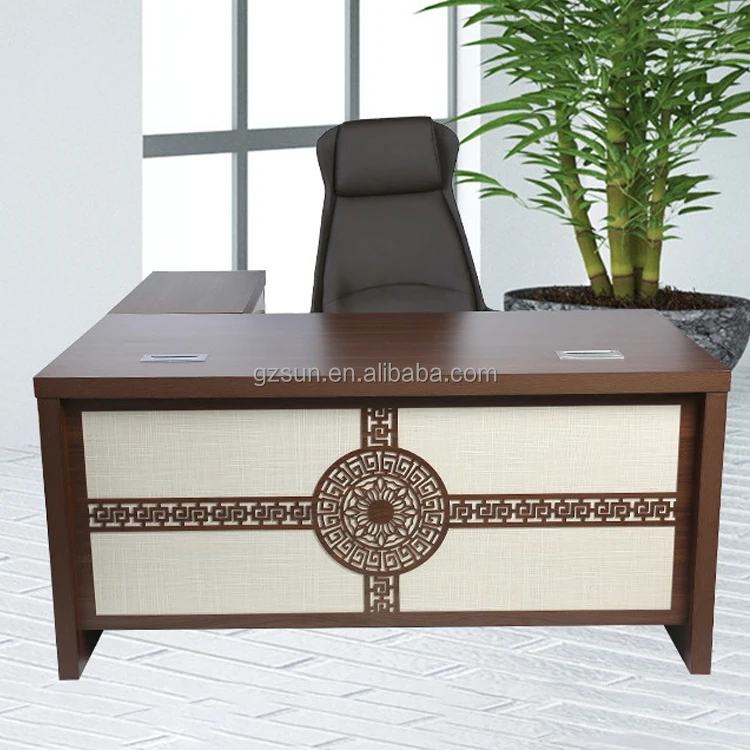 Modern Boss Office Desk with Carved Design Wooden Office Table ...