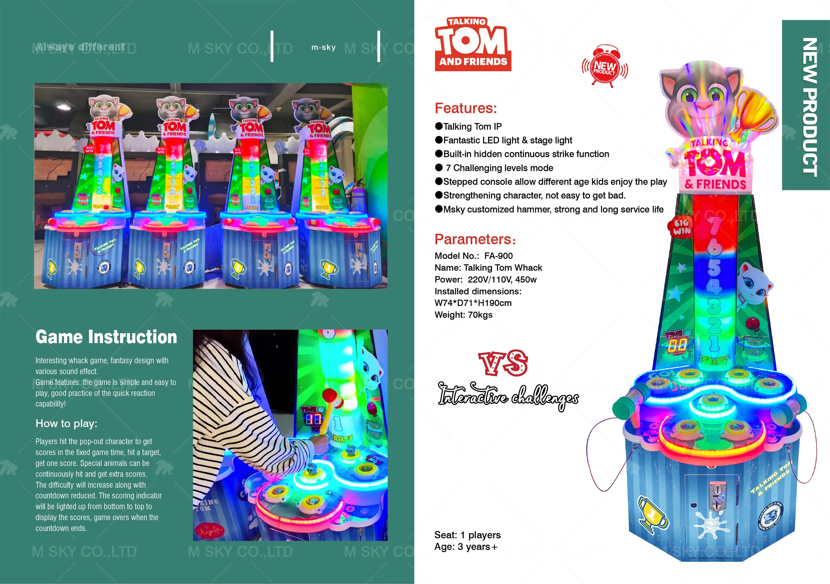 Talking Tom IP Whack Mole Arcade Game - Coin-Operated Amusement Machine ...