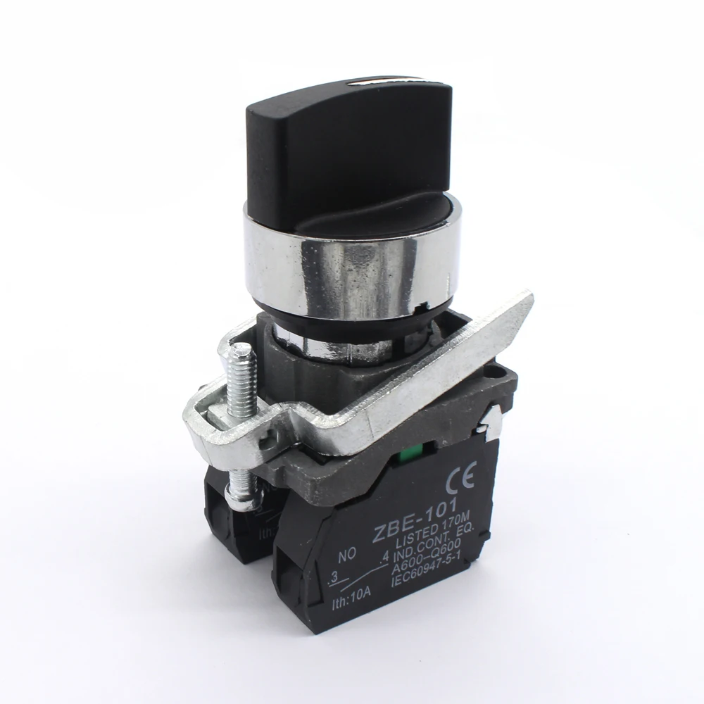 ManHua XB4-BD53 220V Electrical Standard Handle 3 Position Stay Put Selector Push Button Switch ...