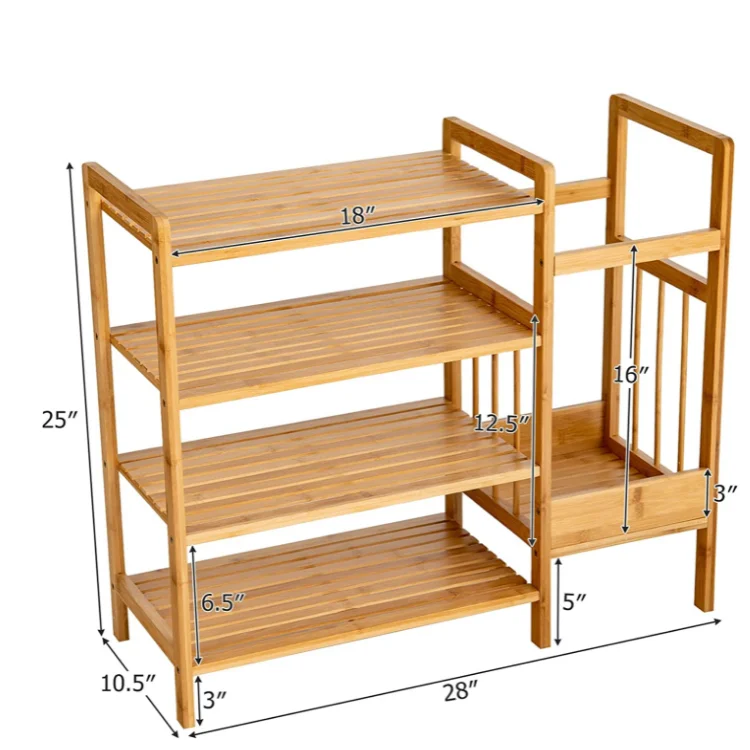 Bamboo Shoe Rack Entryway Organizer 4 Tier Bamboo Shoe Rack ...