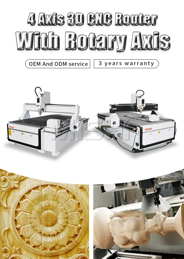 Mishi Wood Cnc Router Rotary Axis Cnc 3d 4 Axis Woodworking Carving 1325 Cnc Router Machine
