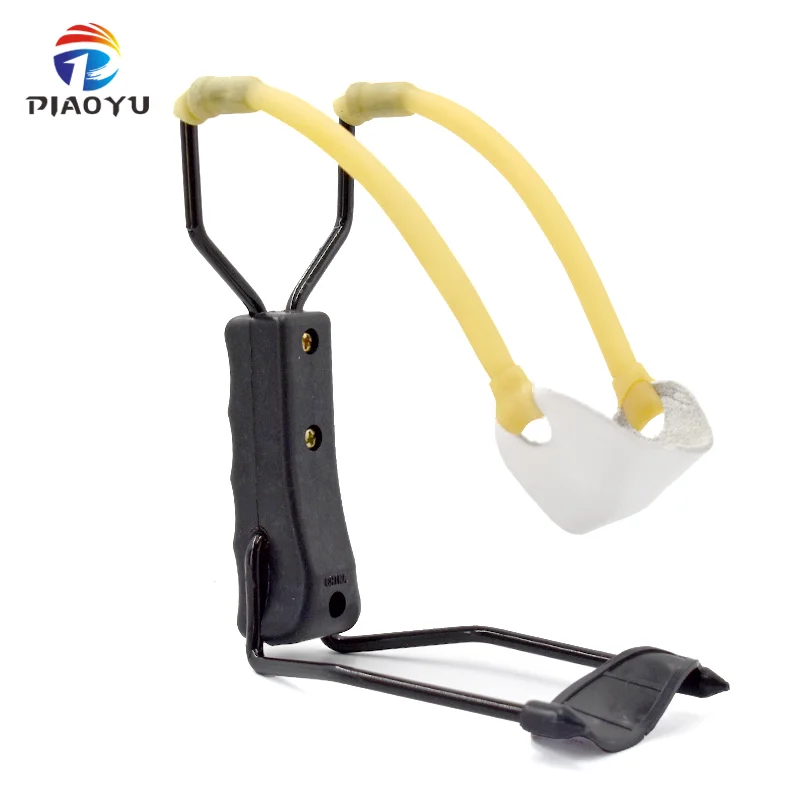Outdoor Hunting Slingshot Single Band Folding Molded with Leather Pouch ...