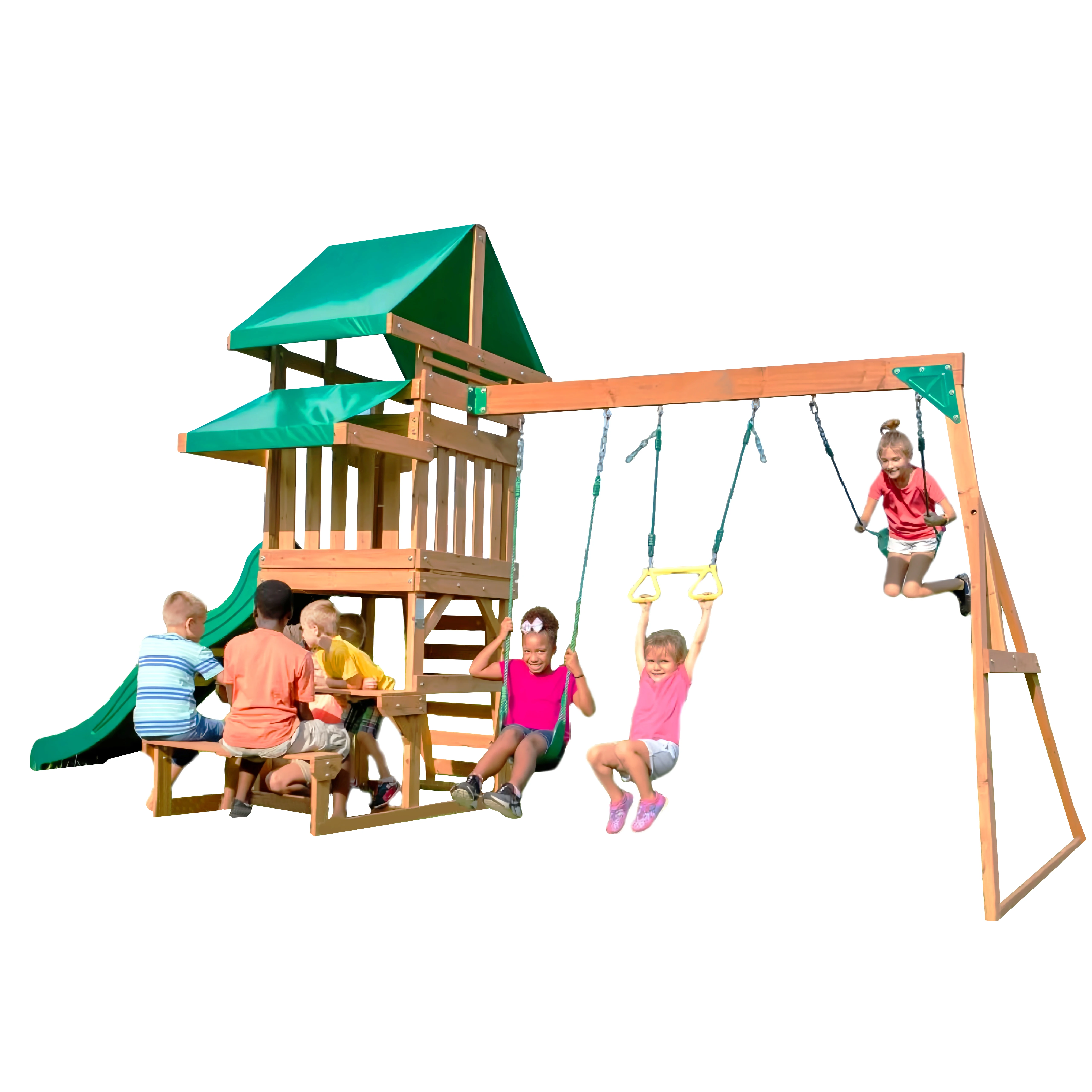 Large Outdoor Wooden Playground Equipment Outdoor Swing Set Kit Garden ...