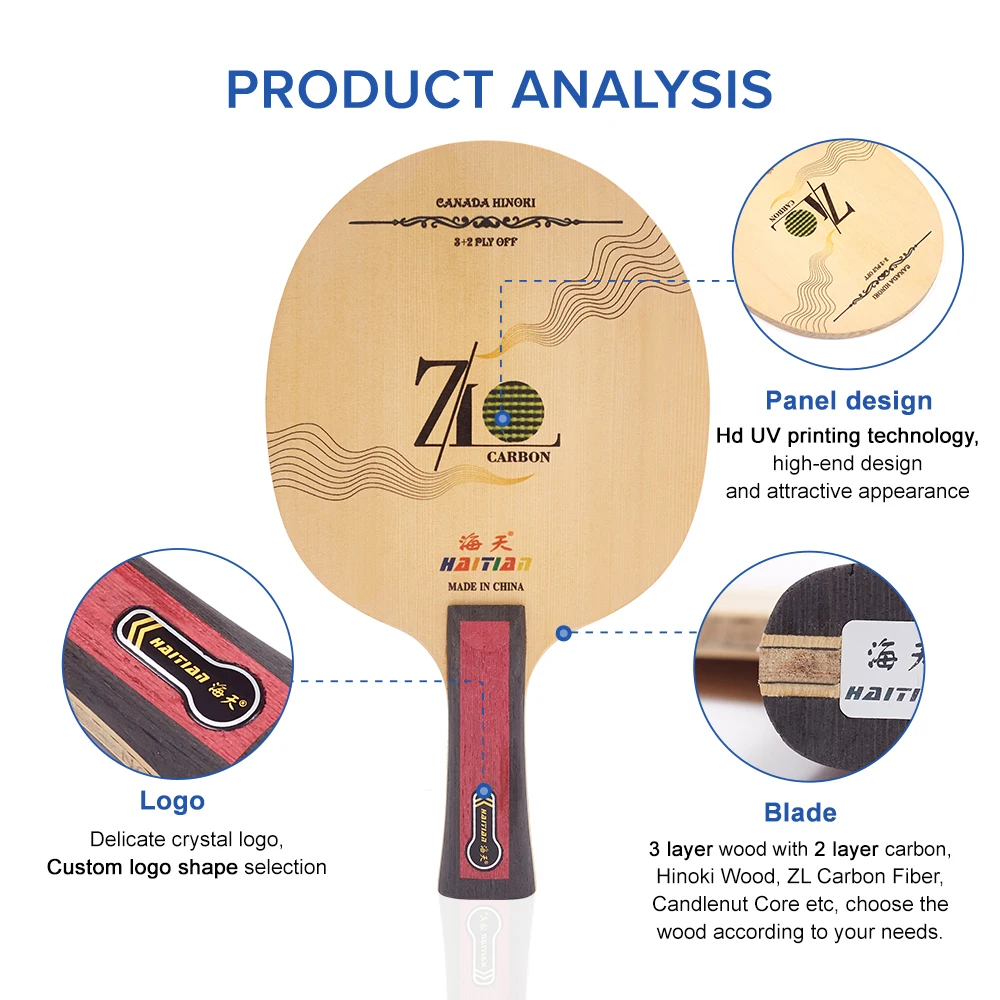 ZL Carbon Fiber Professional Table Tennis Bats Brand Racket Blade