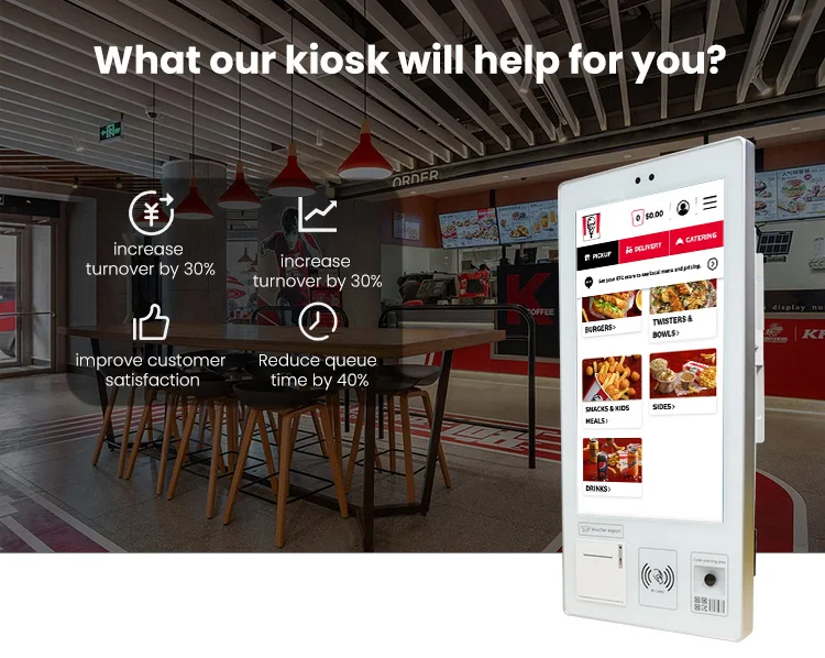 Kfc Restaurant 21.5 Inch Touch Screen Cashless Pos Fast Food Self ...