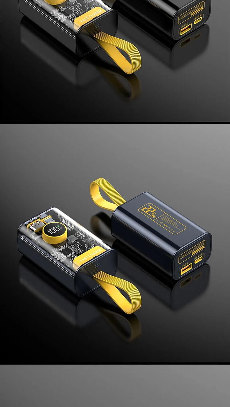 赛博朋克电源组10000毫安时pd 22.5w电池透明电源组，带双usb 10000毫安时20000毫安时，带发光二极管数字显示器 - Buy ...