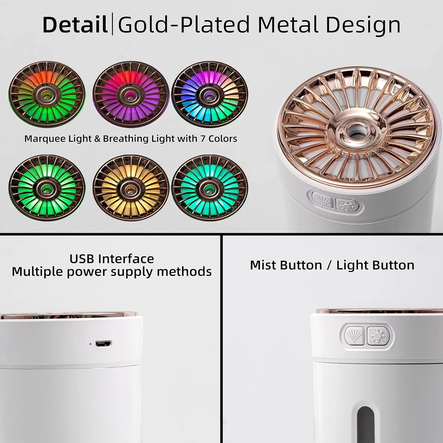 Portable Usb Air Humidifier Rechargeable Colorful Led Lamp Cool Mist ...