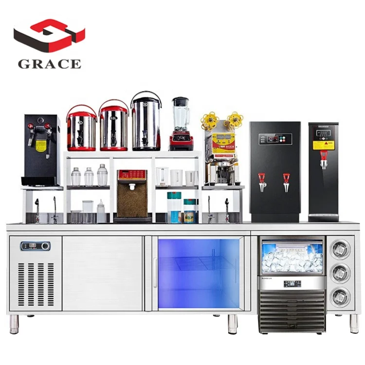 Customized Coffee Shop Beverage Counter Bubble Tea Preparing Station ...