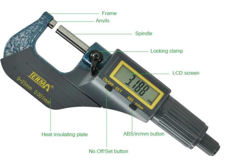 Mm Electronic Outside Micrometer 0-25 Mm With Extra Large LCD Screen ...