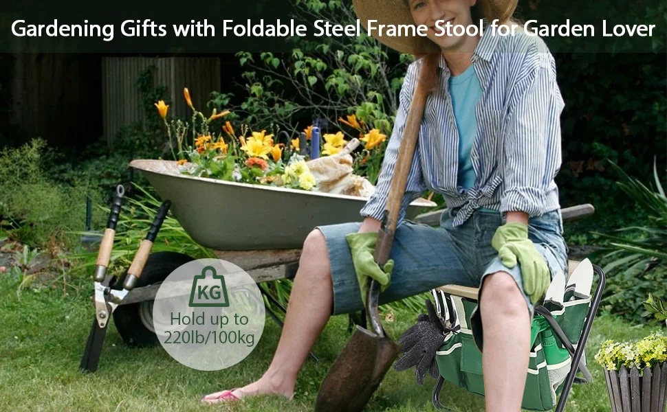 Garden Tool Set With Detachable Tote & Folding Stool, Oem | Wholesale