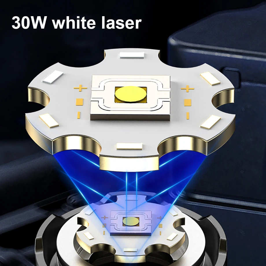 Helius 30W 1000m Long Range Powerful Torch ABS Digital Display Rechargeable Zoomable Portable ...