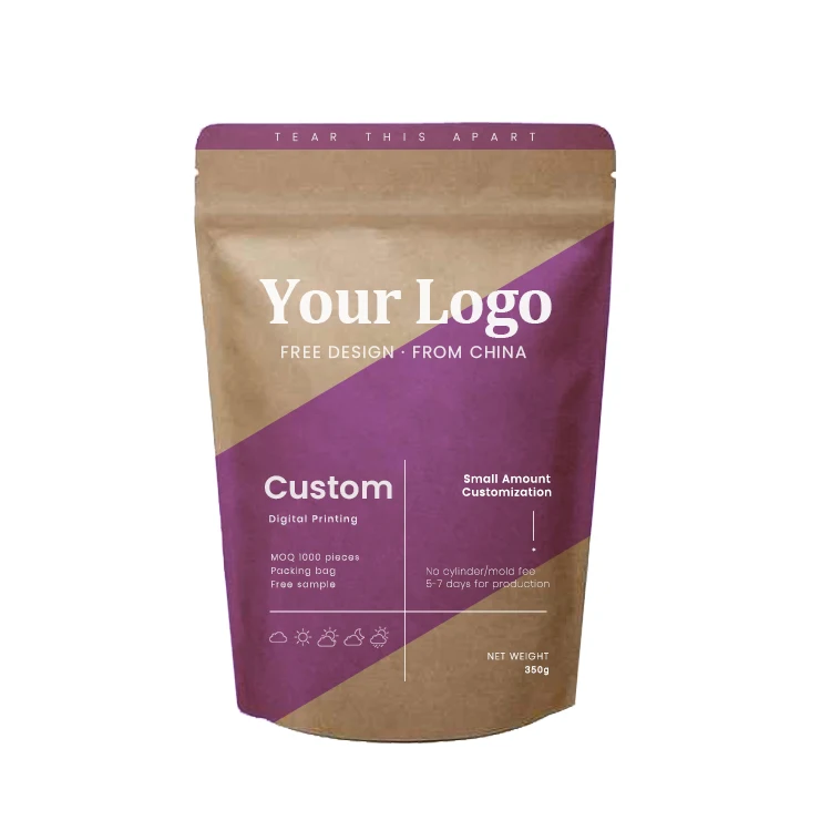 Custom Ecofriendly Biodegradable Packing - Kraft Paper Pouches