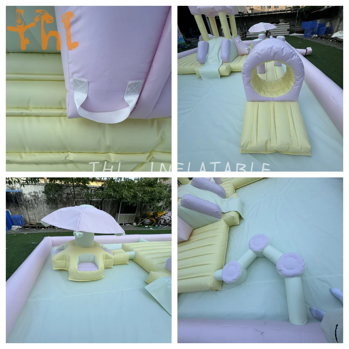 White Obstacle Course with Water Slide Pool Commercial Bouncer ...