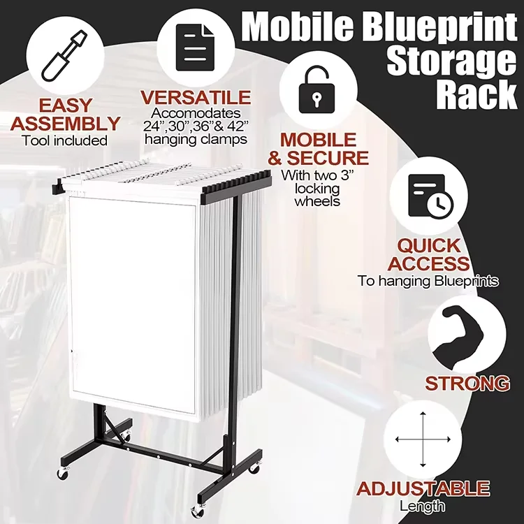 Mobile Blueprint Holder Map Organizer Rack Width Height Adjustable ...