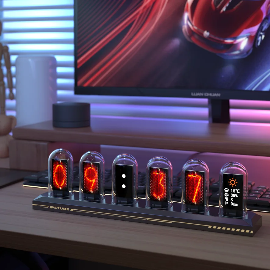 IPS Creative Nixie Tube Clock - Smart Alarm Desk Decoration