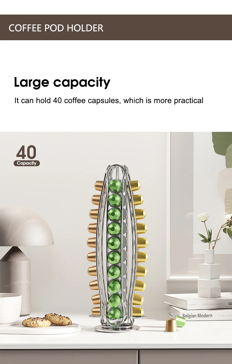 Nespresso 40 Pods Coffee Capsule Metal Storage Organizer Caddy Holder ...