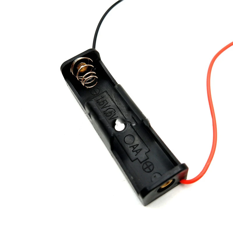 1 X Aa Battery Holder,Black Plastic 1 Aa Battery Holder With Black Red ...