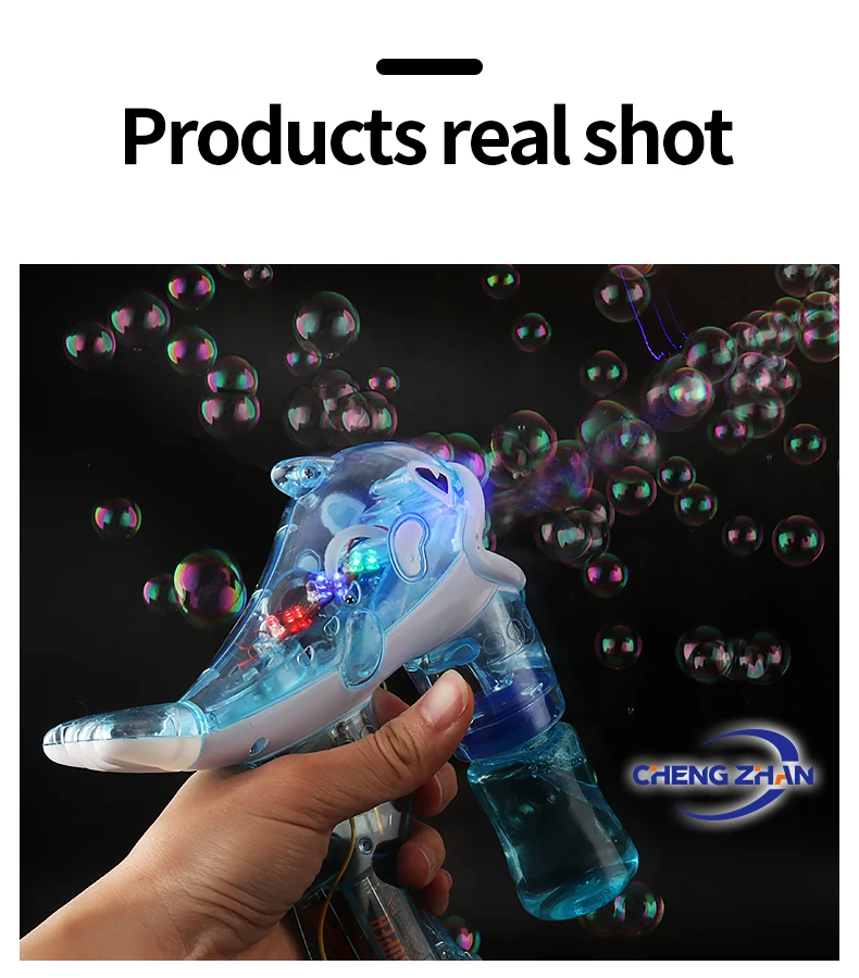 Light Up Flashtransparent 4led Bubble Toy Blue Dolphin Bubble Gun Electric Fully Automatic ...