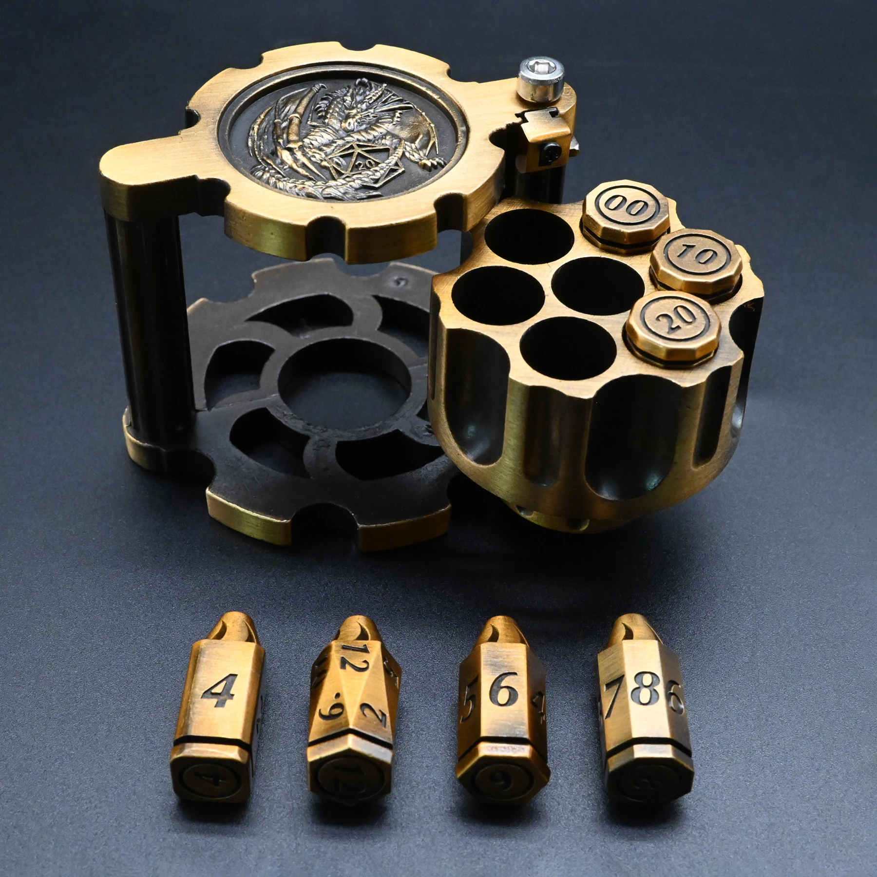 Cyberpunk Spinning Revolver Metal Bullet Dice Set for DND & Sci-Fi ...
