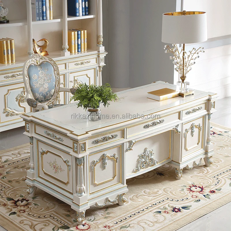 Luxury Home Office Table - Antique Rococo Hand-carving