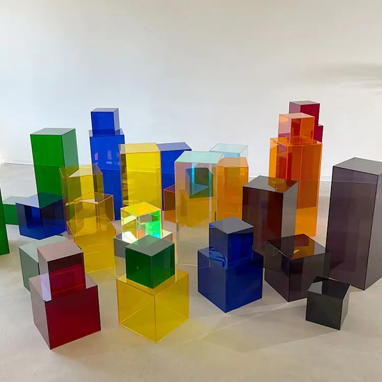 Customized Design Plexiglass Exhibition Plinth PLASTIC Cube Base ...