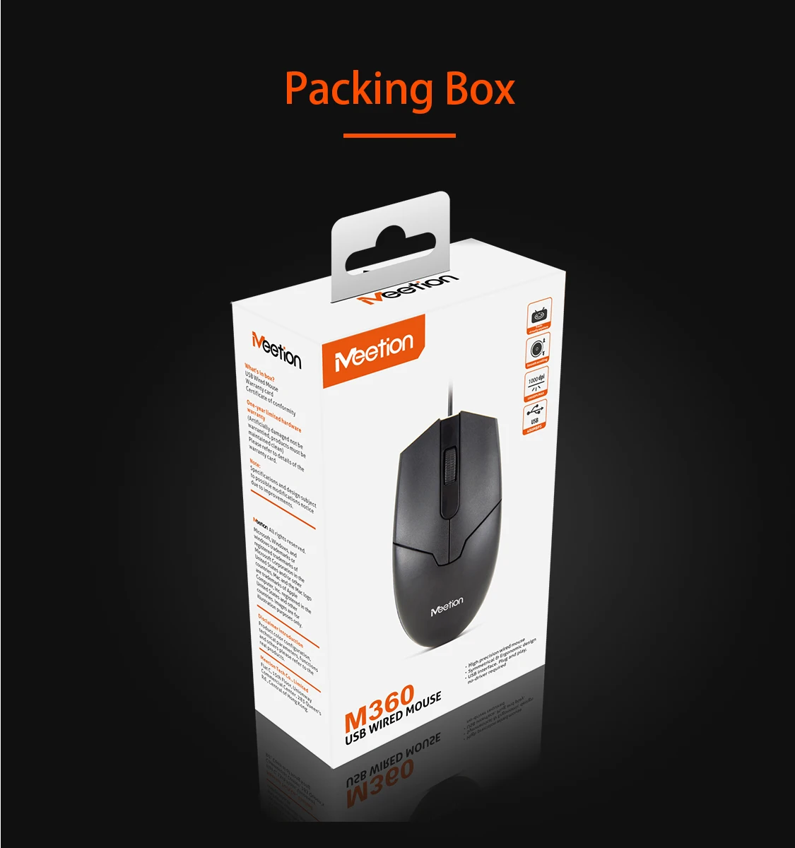 Meetion M360 Wired Mouse - Ergonomic & Versatile Use