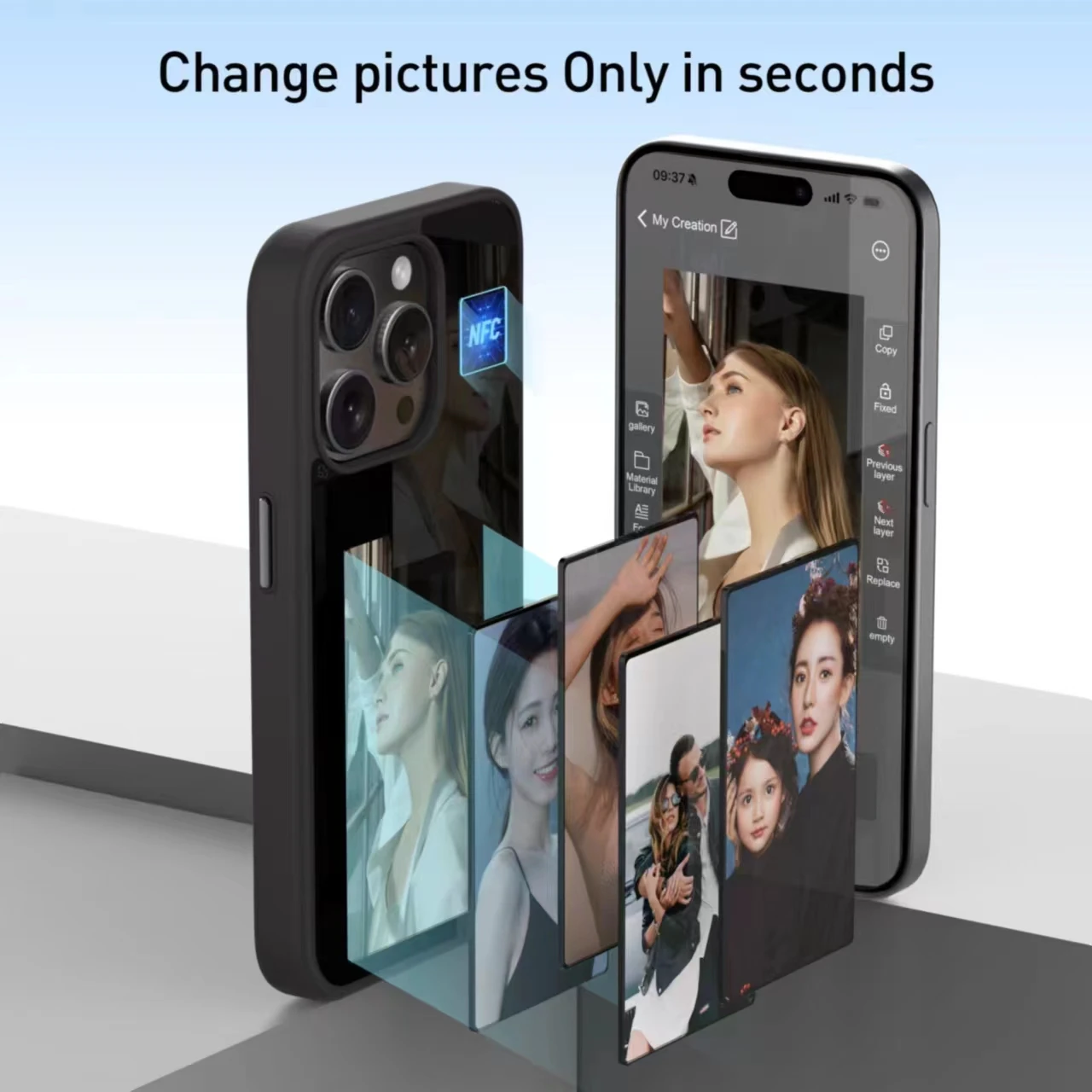 Nfc Smart 4 Color E-Ink Display Phone Case for Iphone 15 Pro