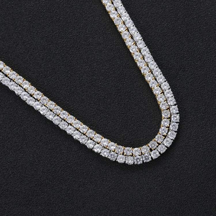 Lab Grown Diamond Tennis Necklace Chain 14k White Gold