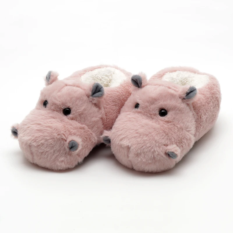 Popular Design Furry Warm Home Slippers Kids Animal Shaped Indoor Cute ...