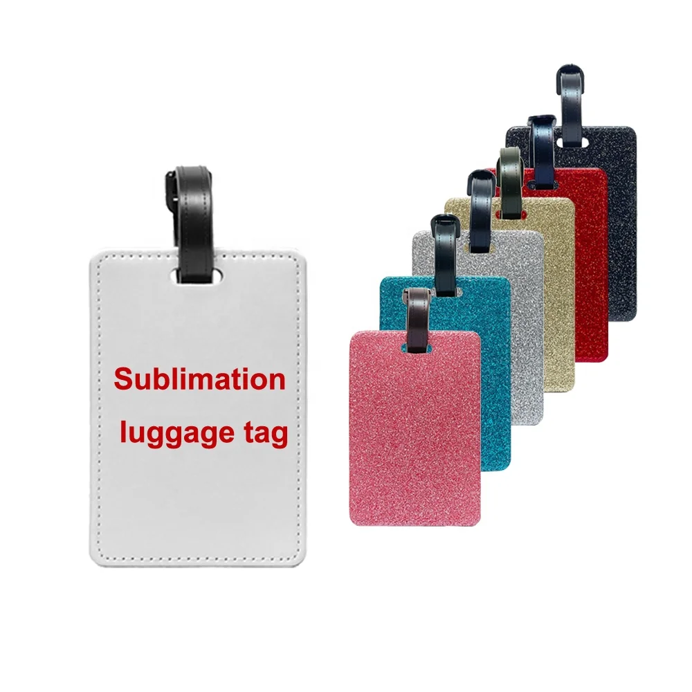 Flight Travel Pink Glitter Rectangle Sublimation Blanks Luggage Tags Pu ...