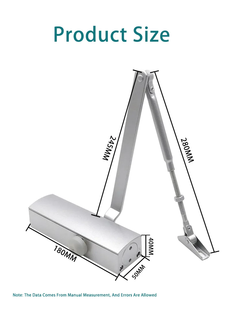 180 Degree Aluminium Adjustable Overhead Hydraulic Door Closer