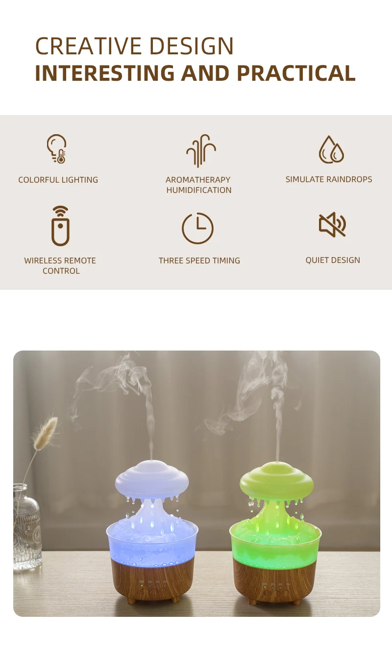 IMYCOO Rainfall Diffuser - Humidify & Illuminate Your Space