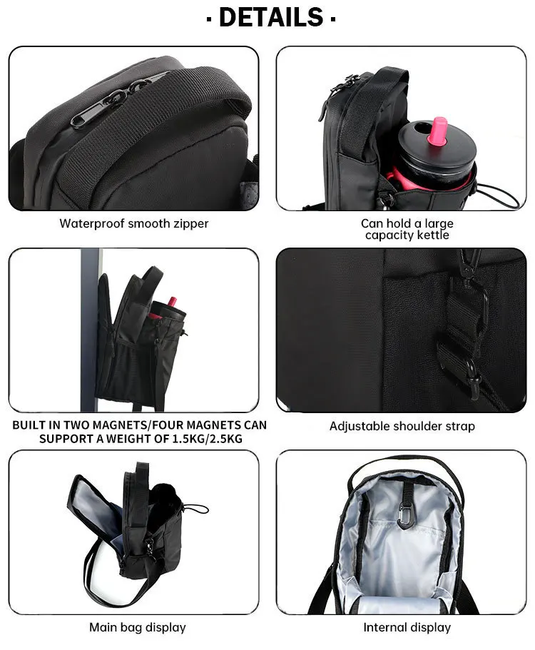 Custom Logo Waterproof Nylon Zipper Magnet Phone Crossbody Pouch