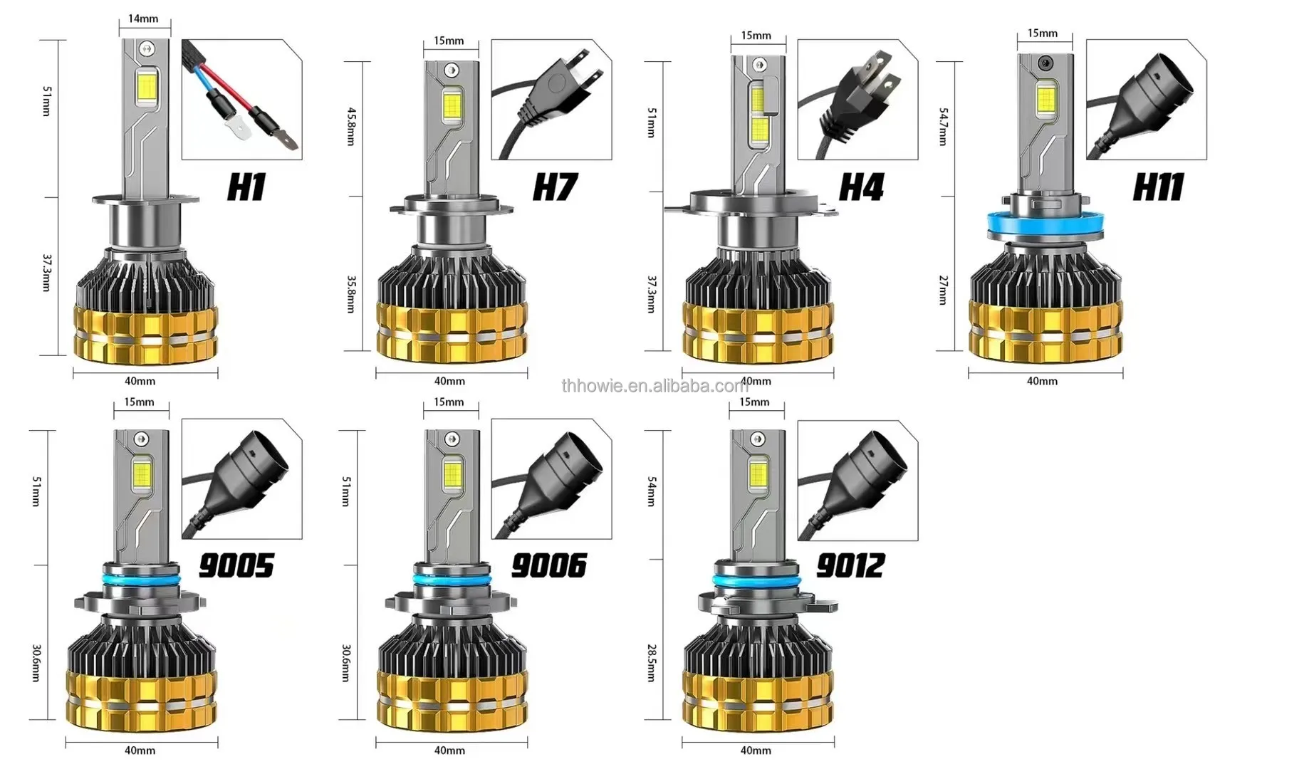Car Led Headlight 300W 30000LM 6500k H7 Led Bulb With Good Brightness H1 H11 9005 9006 9012 for ...
