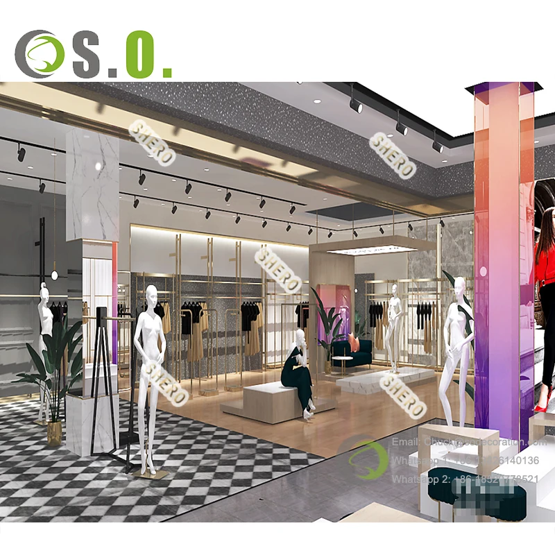 Customized Clothing Display Fixture Clothing Showcase Display Cabinet ...