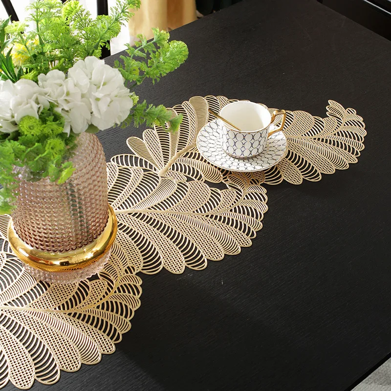 Tabletex Luxury Nordic Style Leaf Table Runner Gold/silver/ Rose Gold ...