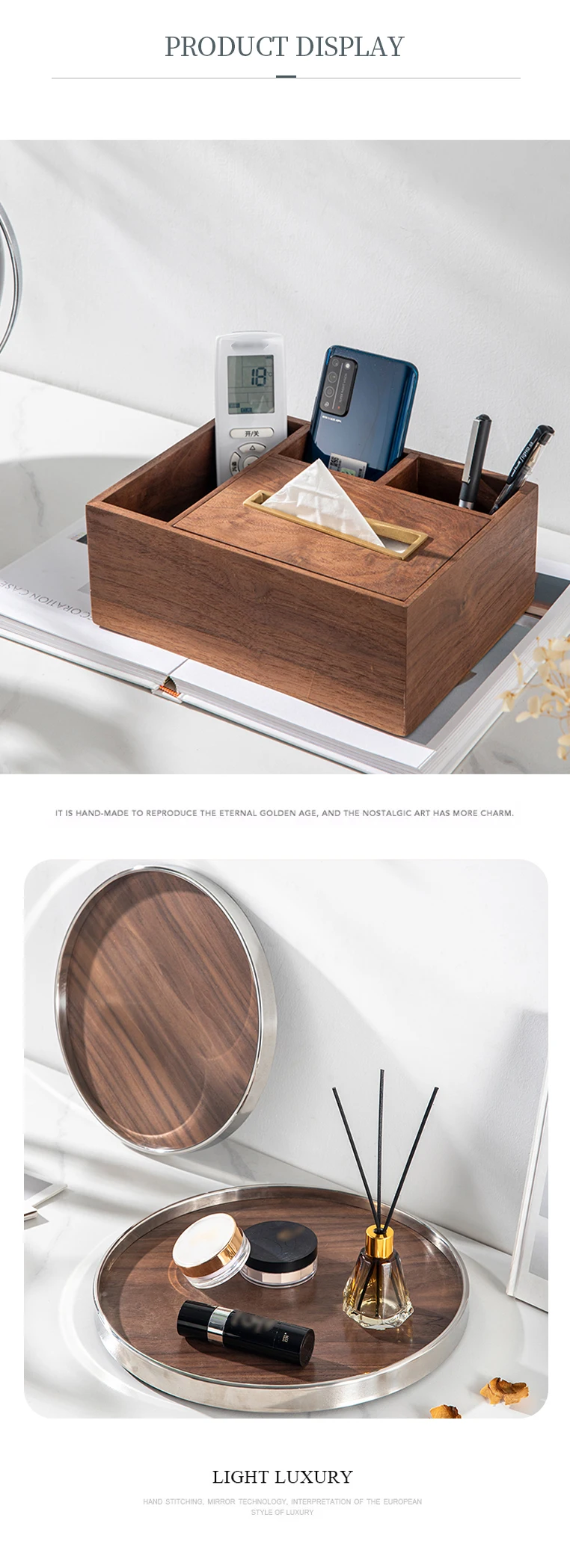 Hotel Serving Tray Customised Light Luxury 304 Stainless Steel Round ...