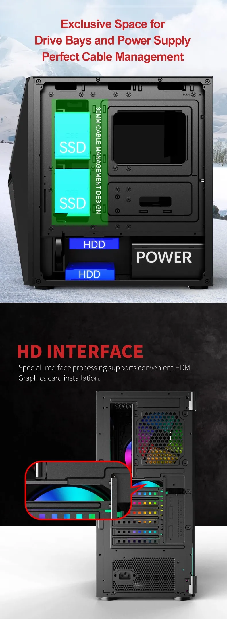 SOEYI Custom ATX Full Tower Computer case ARGB Lighting Pc Case High ...