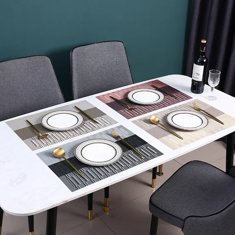 Starunk Free Sample Cheap Pvc Placemat Striped Table Mats Non-slip ...