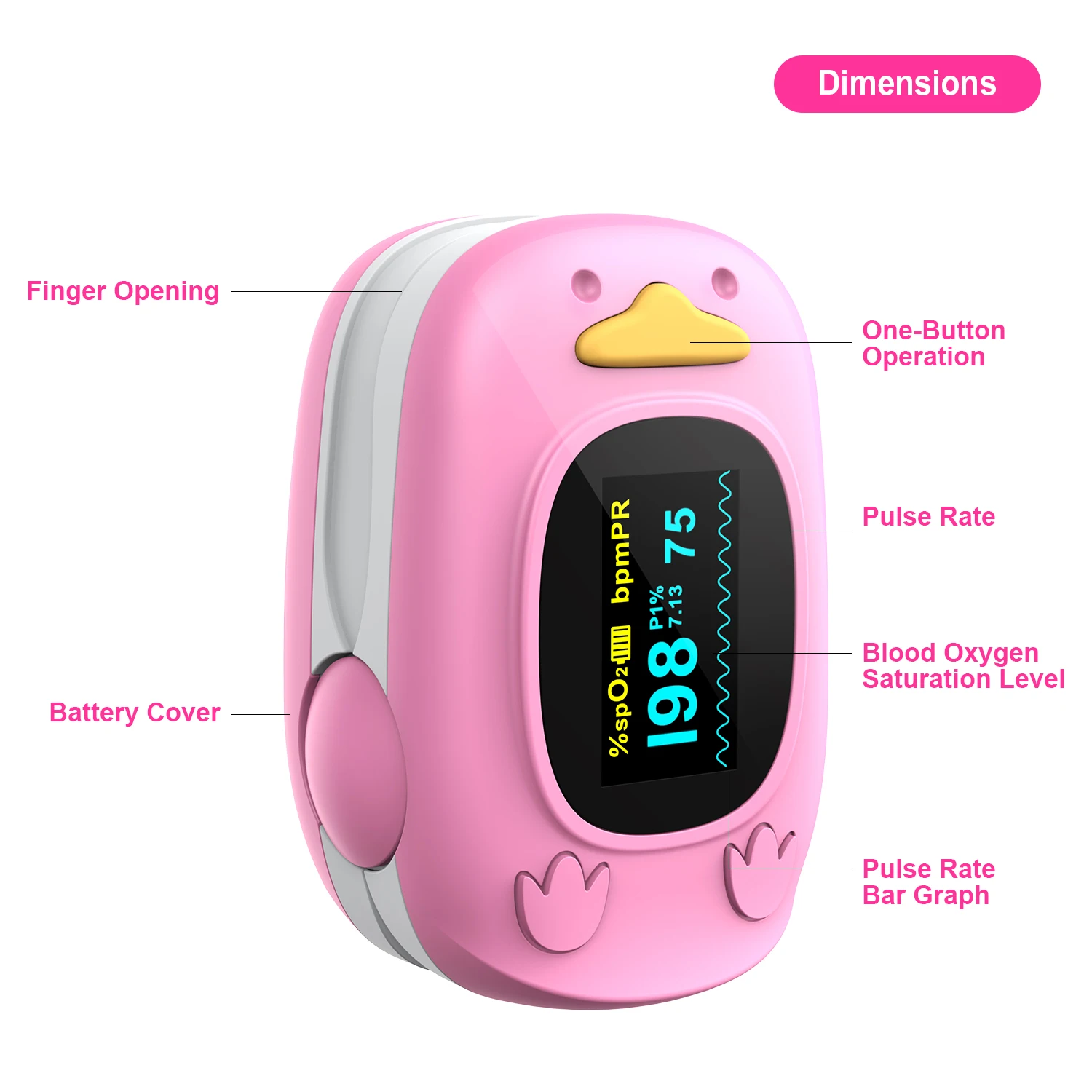 Portable Fingertip Pulse Oxy Meter Children Digital Finger Pulse Ox ...