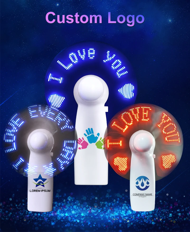 LED Message Fan - Portable Handheld with Customizable Logo